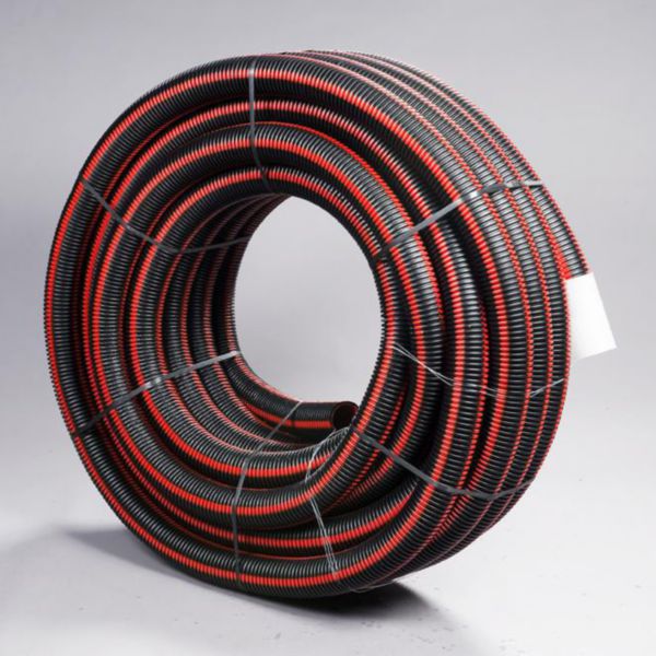 Gaine Quattroflex en polyéthylène noir bandes rouges diamètr...