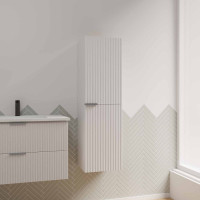 Colonne Façade Ondulee 35x30x120 cm - 2 Portes en MDF Blanc...