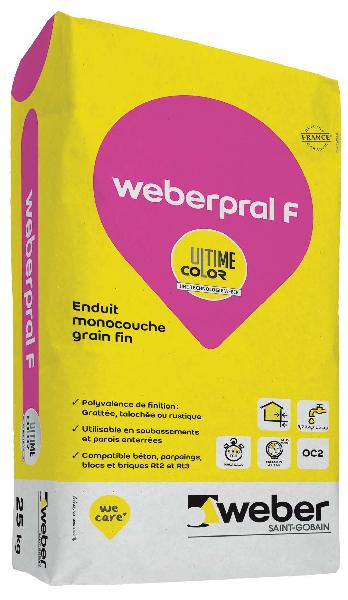 Enduit monocouche Weber.Pral F rose orangé 082 sac 25Kg WEBE...
