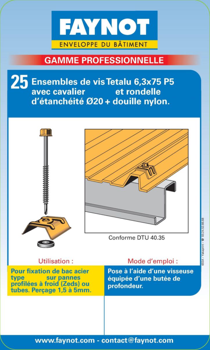 Kit fixation 1000T tôle bac acier FAYNOT & CIE - Destockage...